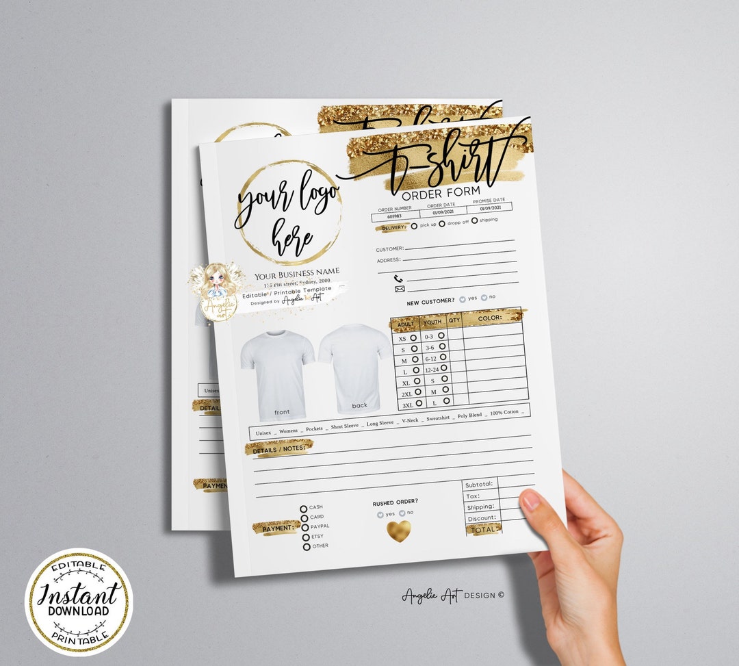 ORO - Modern Gold T-SHIRT Order Form • T-shirt Printable Order Form ...