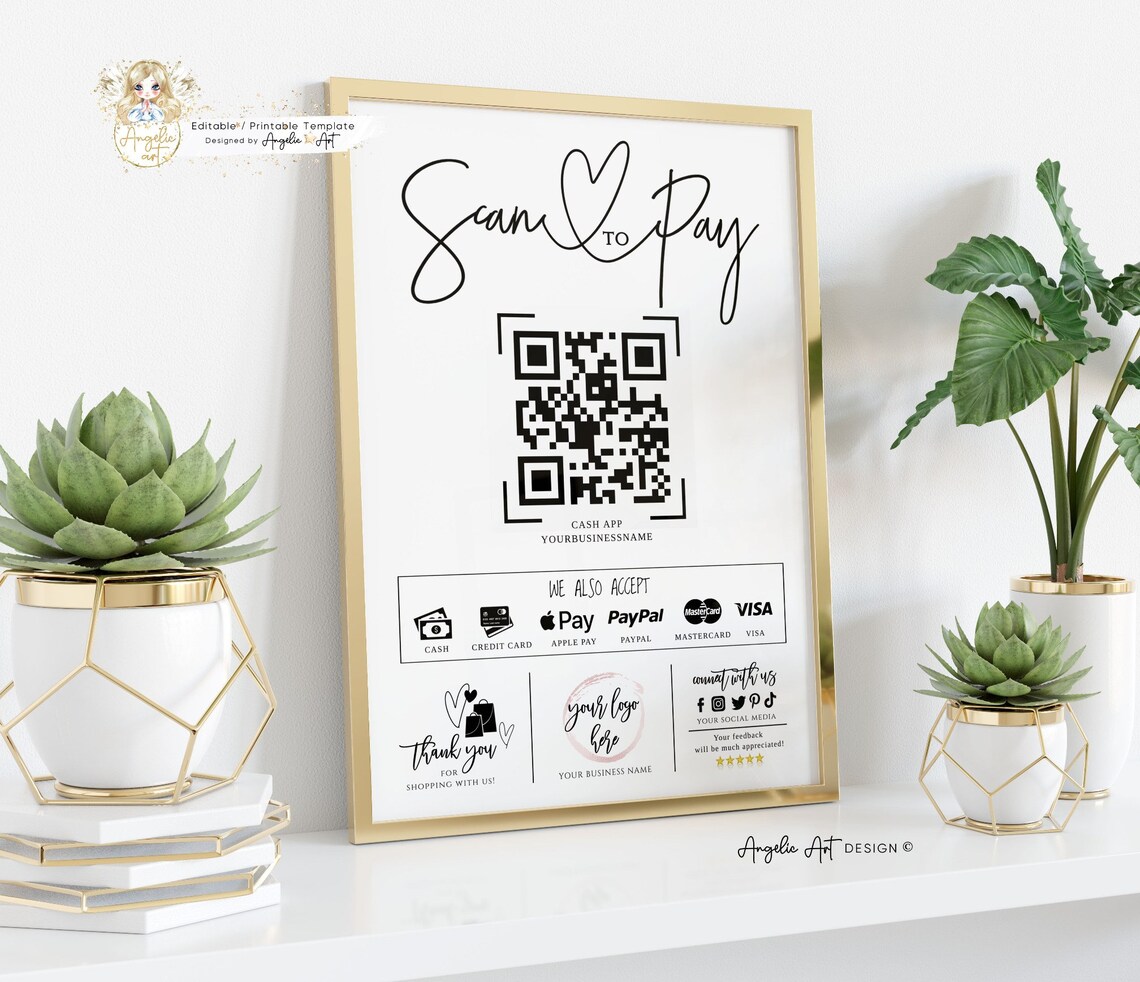 Editable Simple Scan to Pay Template Minimalist Payment Sign - Etsy Canada