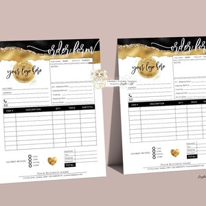TOUCAN - Black Gold Glitter Order Form Template EDITABLE Printable ...