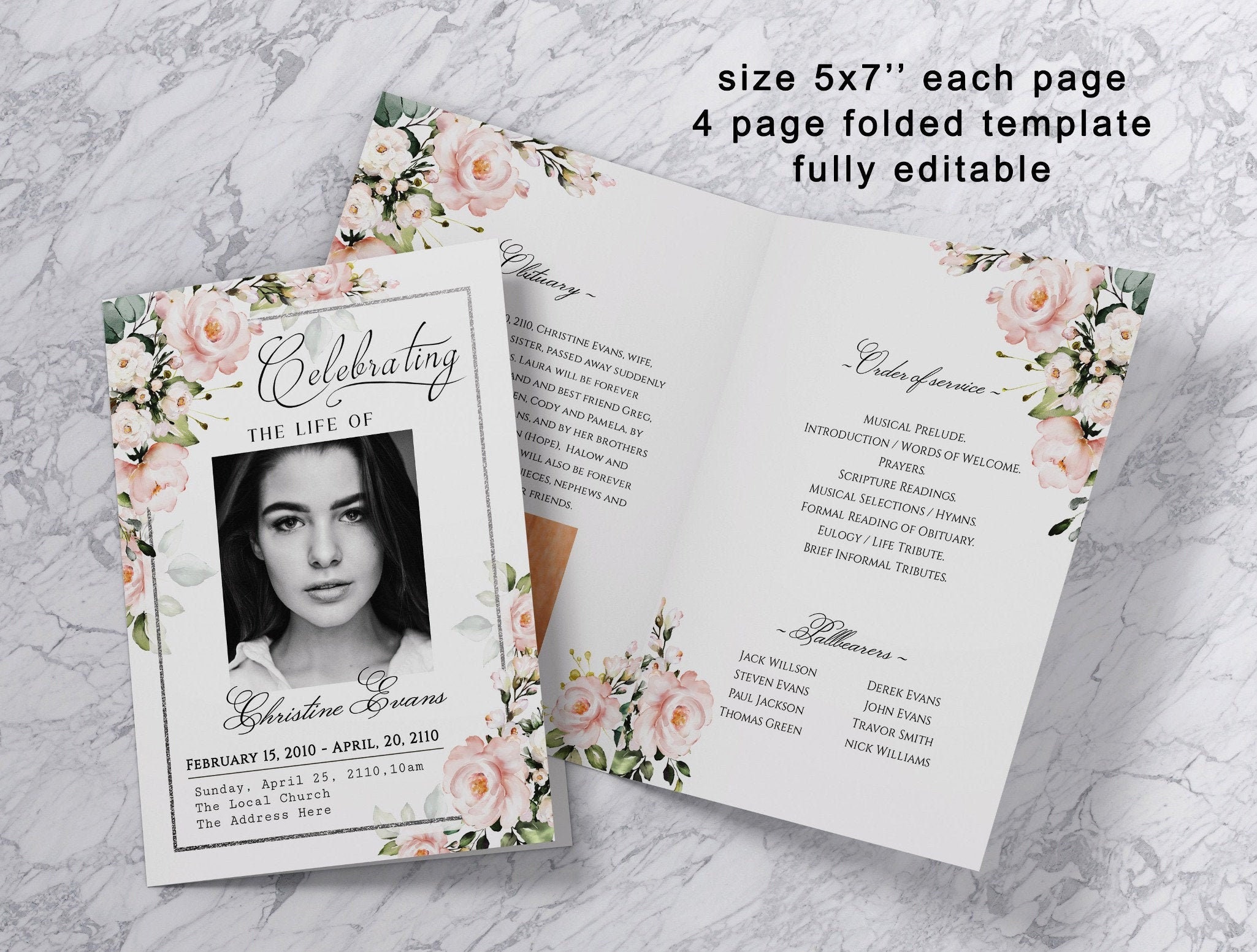 Editable Funeral Bundle Set, Printable Funeral Memory Bundle, Funeral ...