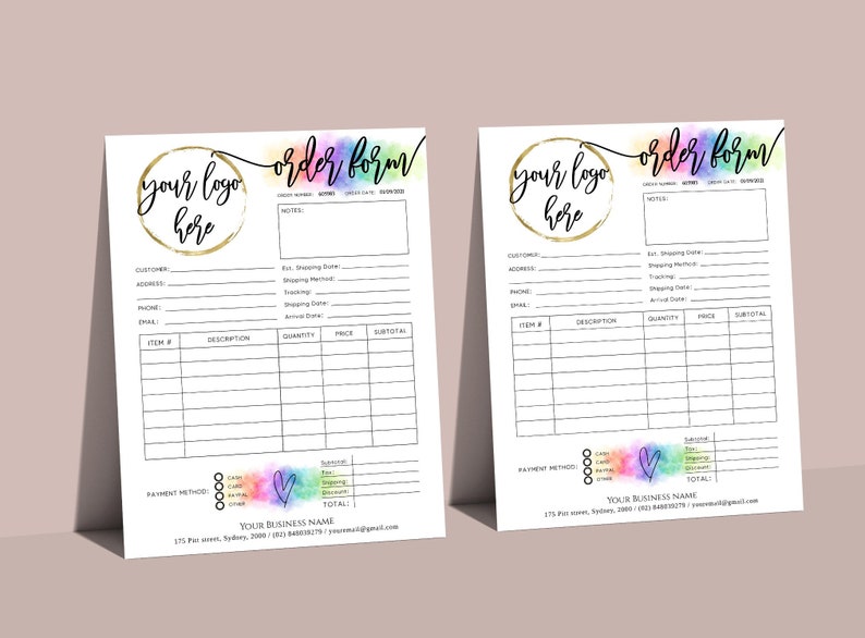 IRIS RAINBOW Order Form Template Modern Editable Printable - Etsy