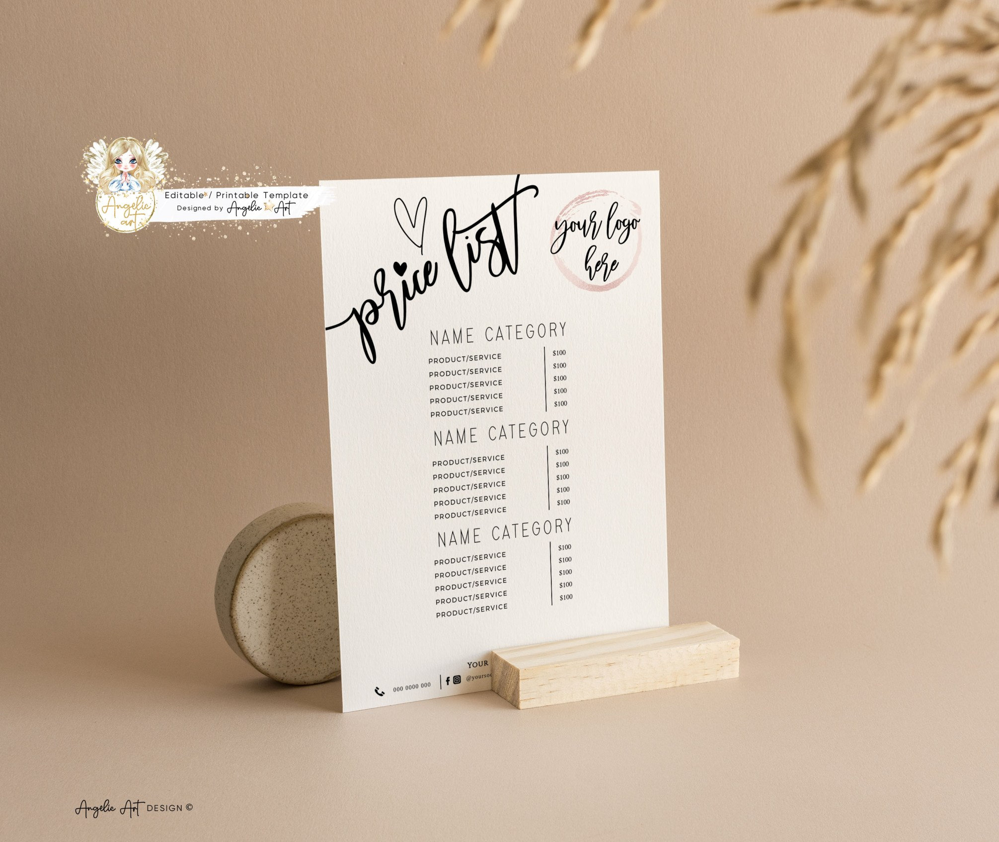 Simple Modern Price List Template Minimalist Business - Etsy