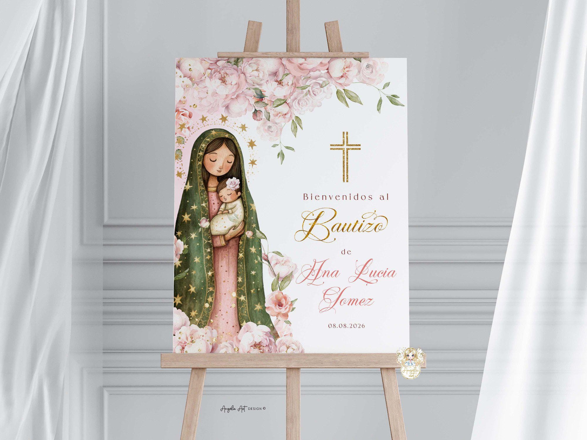 Pink Floral Virgen De Guadalupe Bautizo Bundle Niña: Spanish Baptism ...