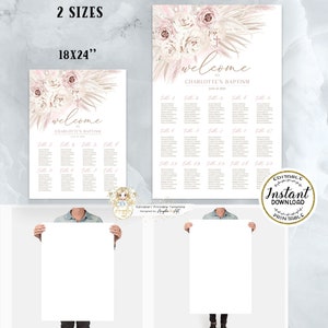 LUNA - Boho Floral Baptism Seating Chart Template Please Find Your Seat ...