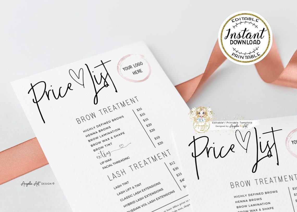 Editable Simple Price List Template Minimalist Business - Etsy