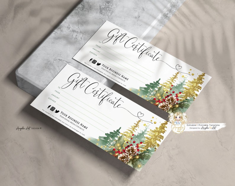 Editable Christmas Tree Gift Certificate Template • Holiday Printable ...