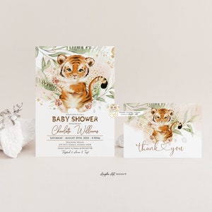 Editable TIGER Boy Girl Invitation Set Template Gender - Etsy