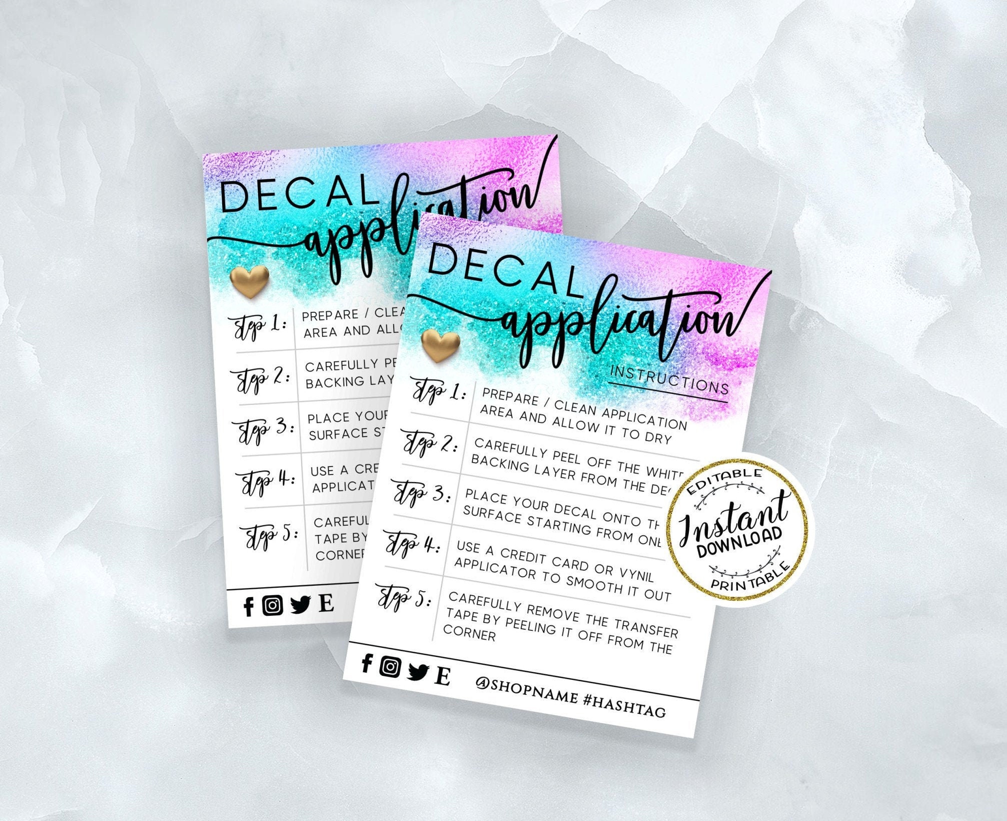 DTP-006 Decal Packaging Insert Red Card Template Etsy Shop Business ...