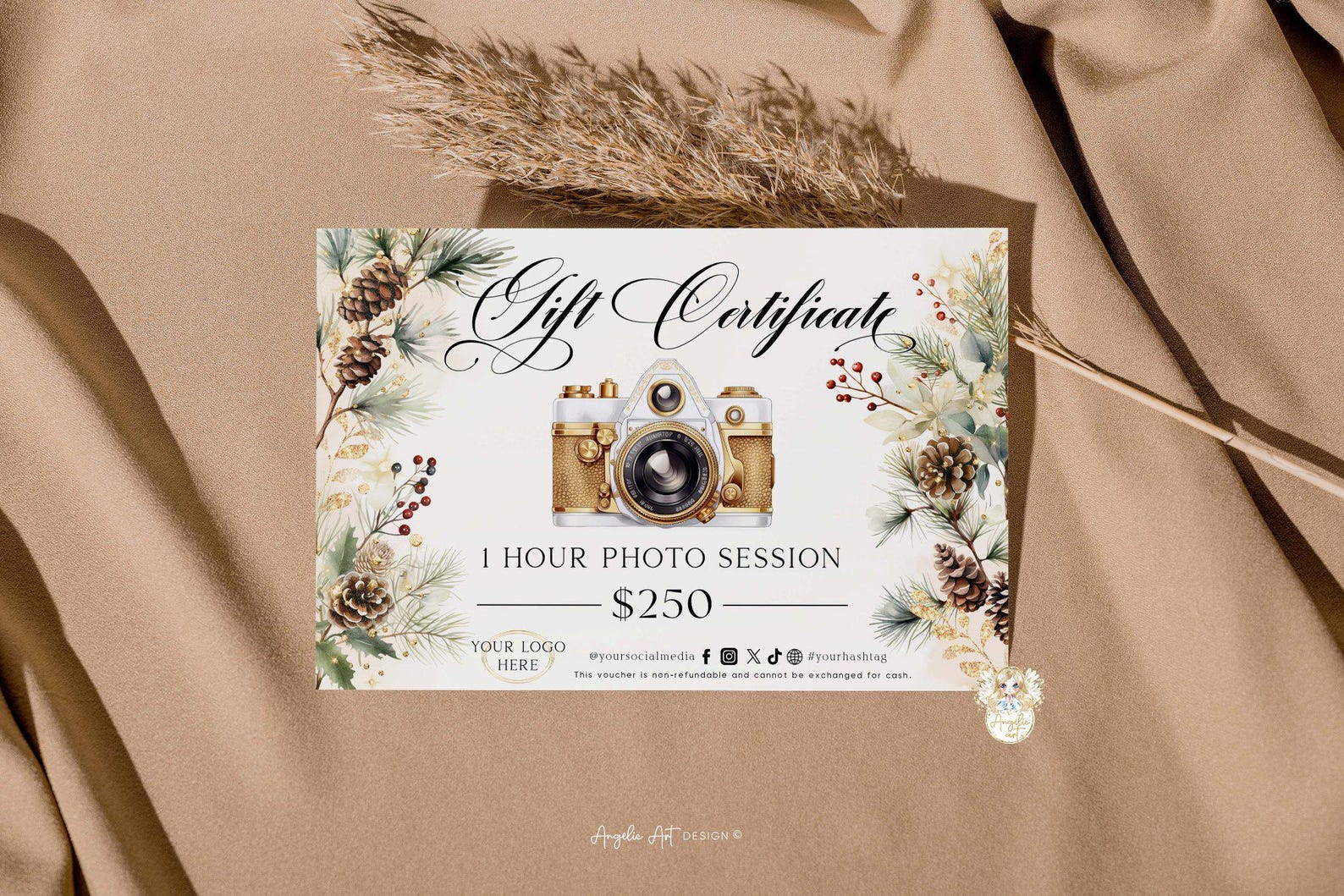 Winter Photo Session Voucher Template, Christmas Photography Gift ...