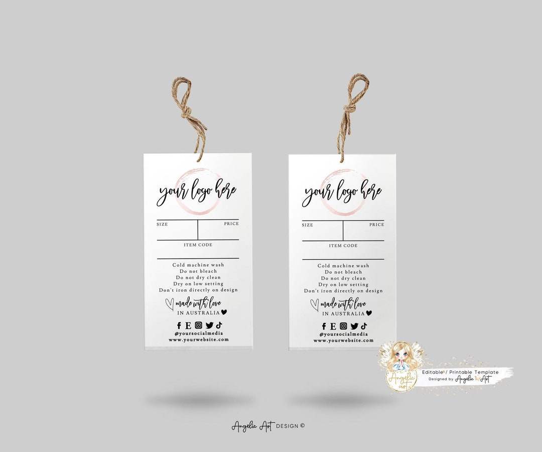 Editable Simple Price Tag Care Instructions Template Editable Business ...