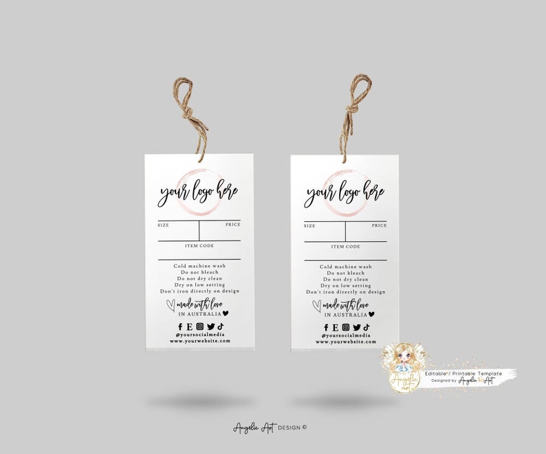 Editable Simple Price Tag Care Instructions Template, Business Hang Tag ...