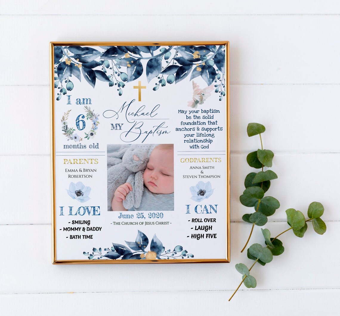 ST PETER Blue Gold Baptism Chalkboard Sign Boy Baptism - Etsy