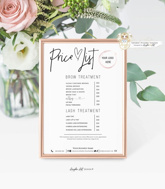 Editable Simple Price List Template Minimalist Business - Etsy