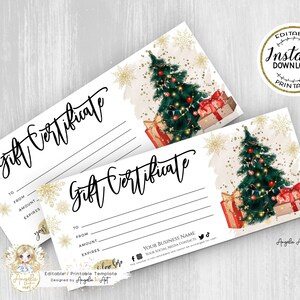EDITABLE Christmas Tree Gift Certificate Template Holiday Printable ...