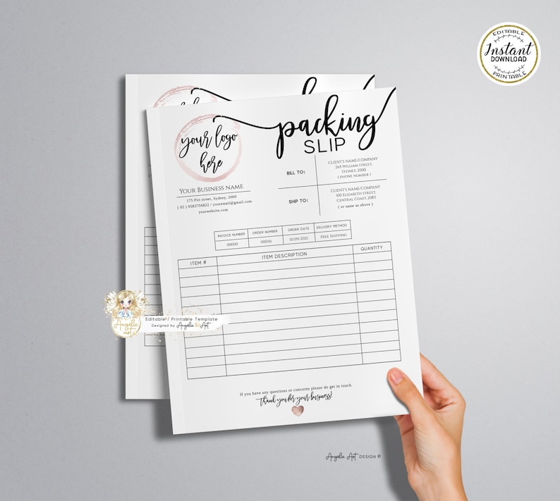 Editable Simple Modern PACKING SLIP Template Order Tracker - Etsy