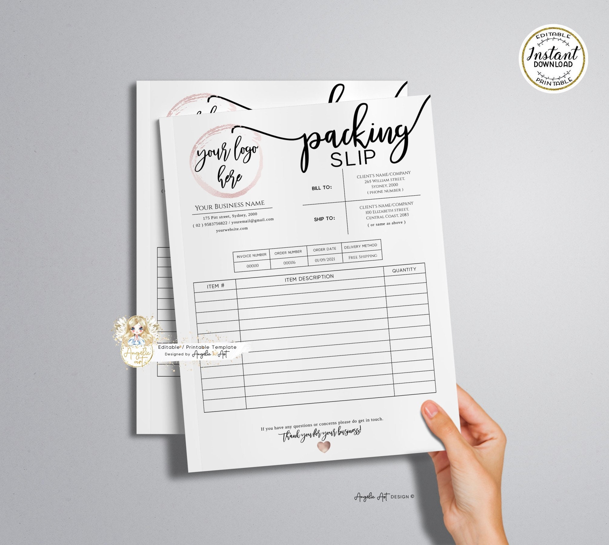 Editable Simple Modern PACKING SLIP Template Order Tracker - Etsy