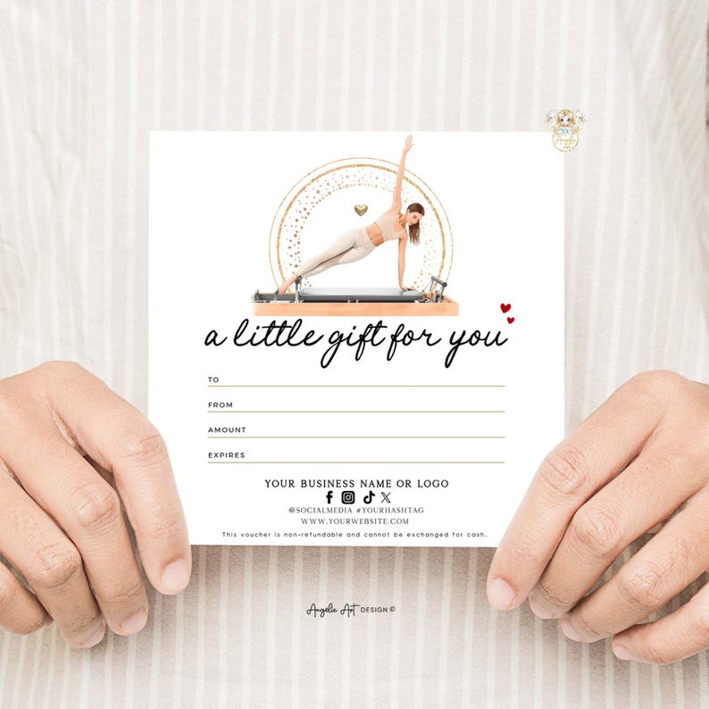 Editable PILATES Gift Certificate, Fitness Gym Workout Personal Trainer ...