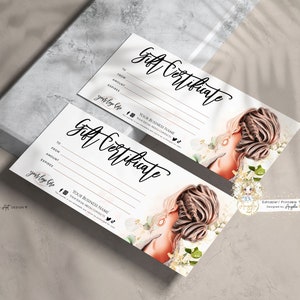 Editable Hair Stylist Gift Certificate Template Salon Gift Voucher Hair ...