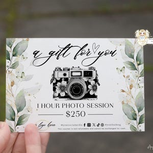 Editable Printable Photography Gift Certificate Template Greenery Gold ...