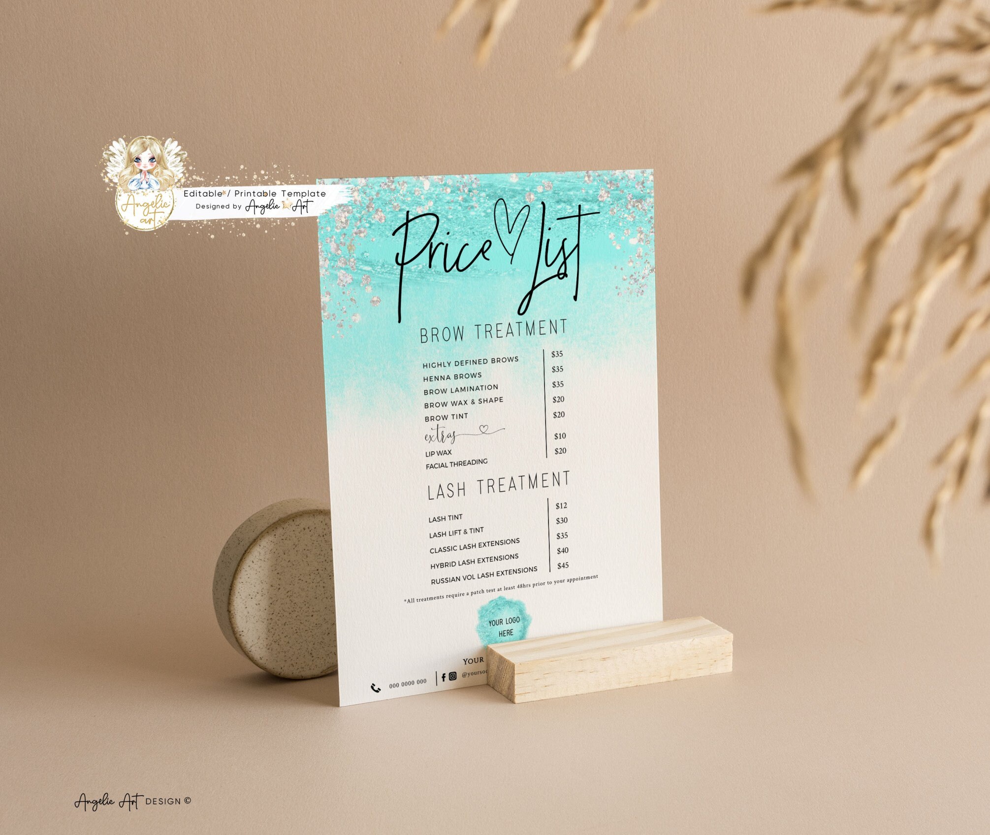 AQUA Price List Template Editable Printable Aqua Silver - Etsy