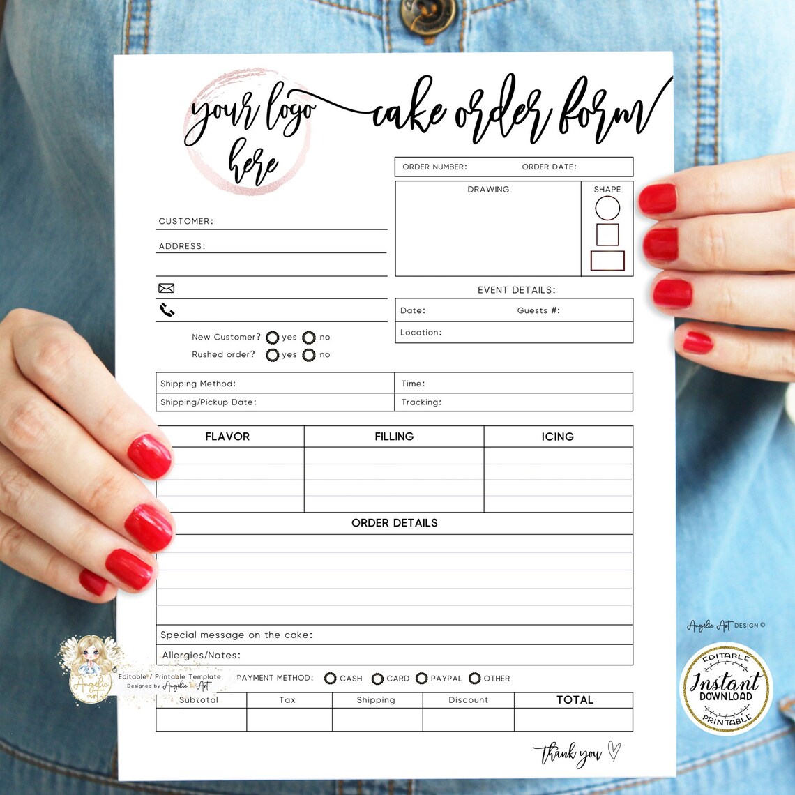 Simple Cake Order Form Template Custom Bakery Invoice Form - Etsy