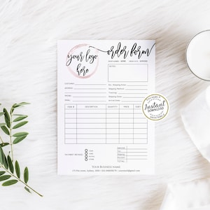 ADD Your LOGO Editable Order Form Template Printable Business Invoice ...