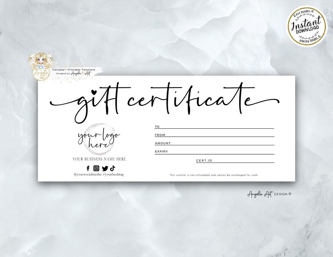 Simple Editable Gift Certificate Template, Modern Minimalist Gift Card ...
