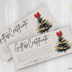 Christmas Tree Glitter Gift Certificate Template Editable Voucher Gift ...