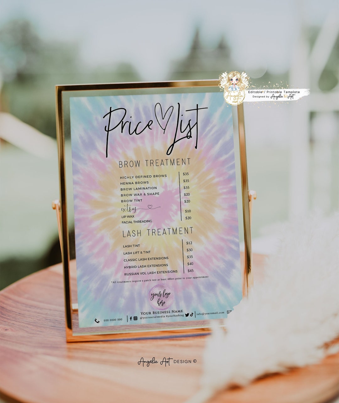 CANDY Tie Dye Pastel Price List Template EDITABLE Printable - Etsy