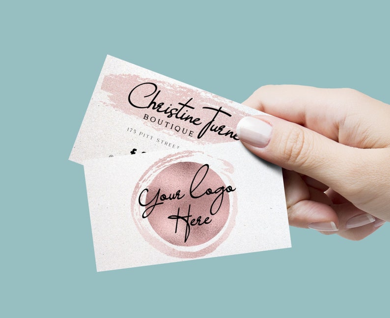 ROSY Rose Gold Business Card Template Add Your LOGO - Etsy