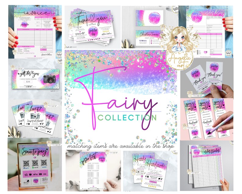 FAIRY - Neon Rainbow Invoice Form Template - EDITABLE Modern Printable ...