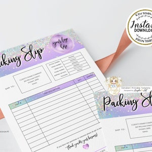 ELF - Holographic Glitter Packing SLIP Template, Editable Printable ...