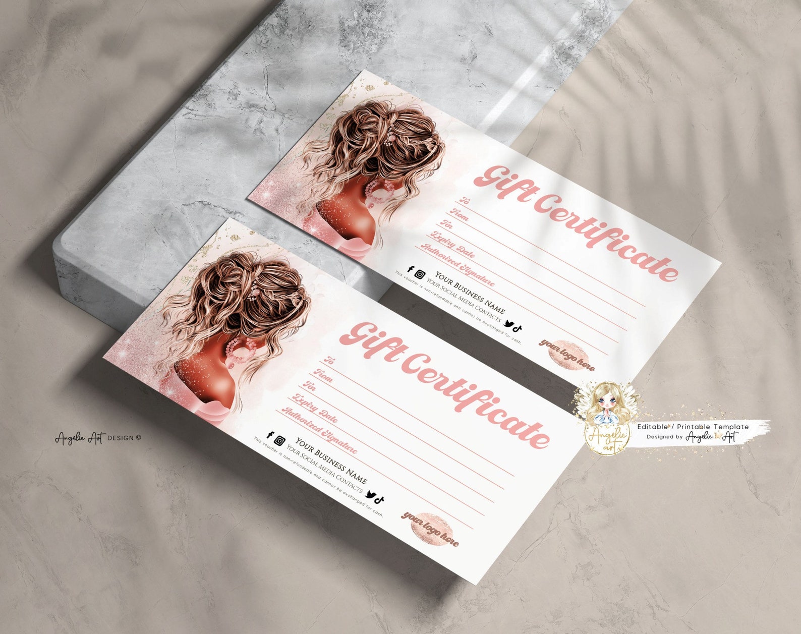 Editable Hair Salon Gift Certificate Template Bridal Gift Voucher Hair ...