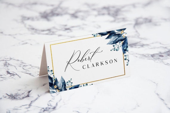 ST PETER Blue Gold Place Cards Templates Flat and Tent - Etsy
