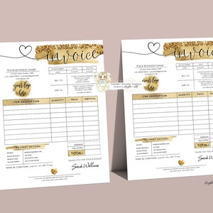 ORO - Modern Gold INVOICE Form Template, Gold Printable Invoice Form ...