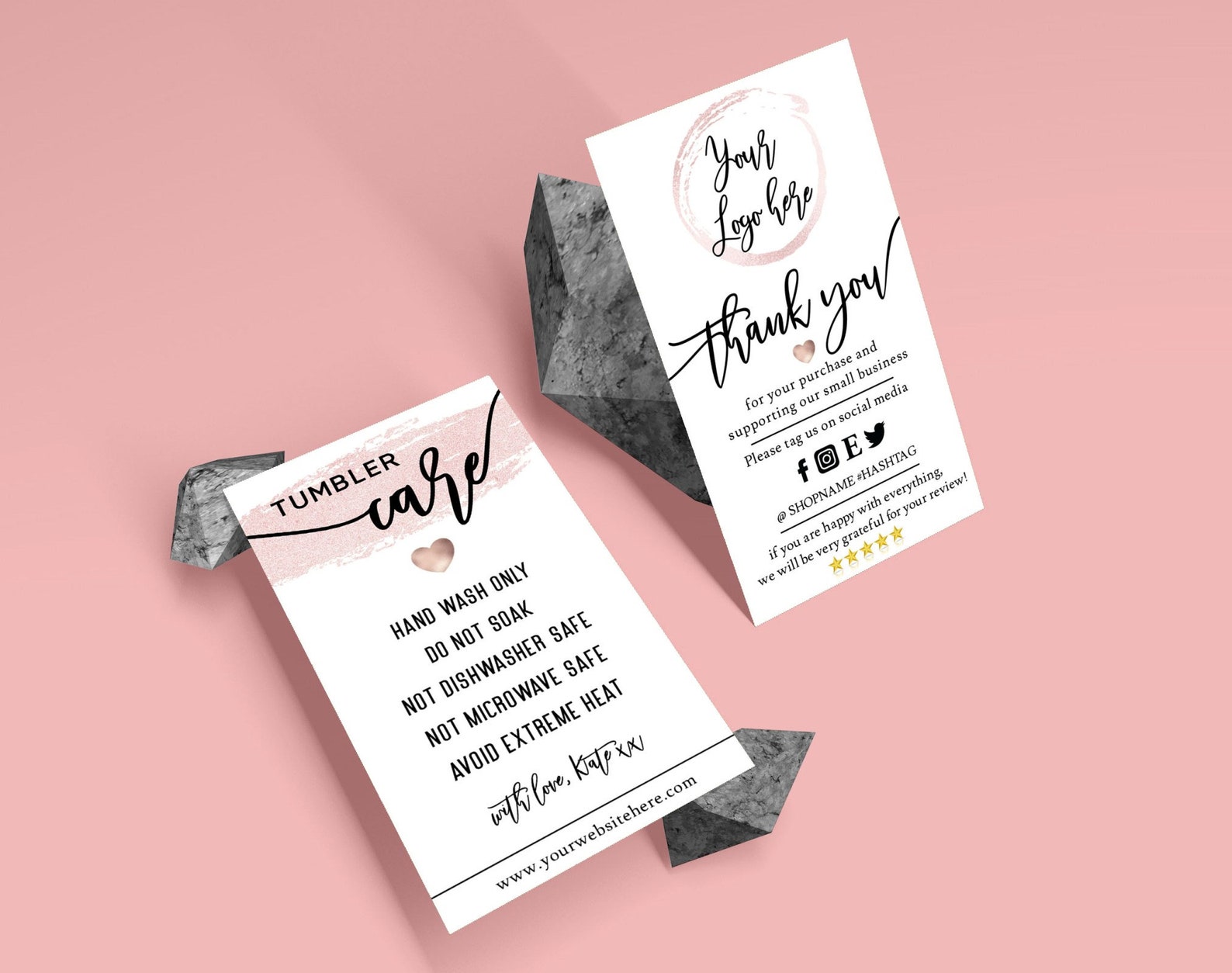 ROSY Editable Double Sided Small Business Insert Card - Etsy