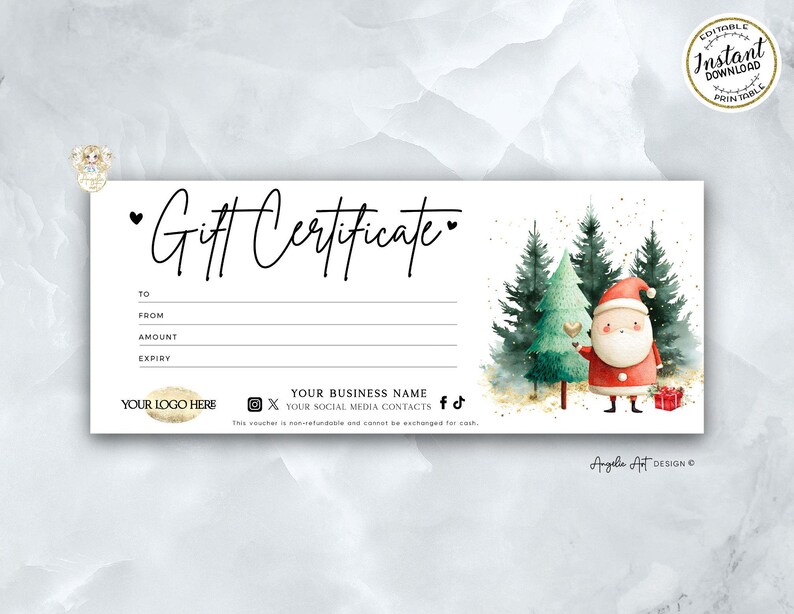 Editable Christmas Tree Gift Certificate Template Voucher - Etsy Australia