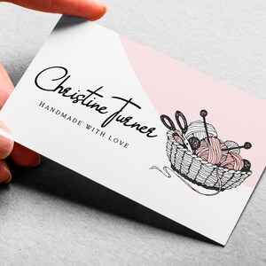 KNITTING Business Card Template, Editable Handmade Yarn Business Card ...