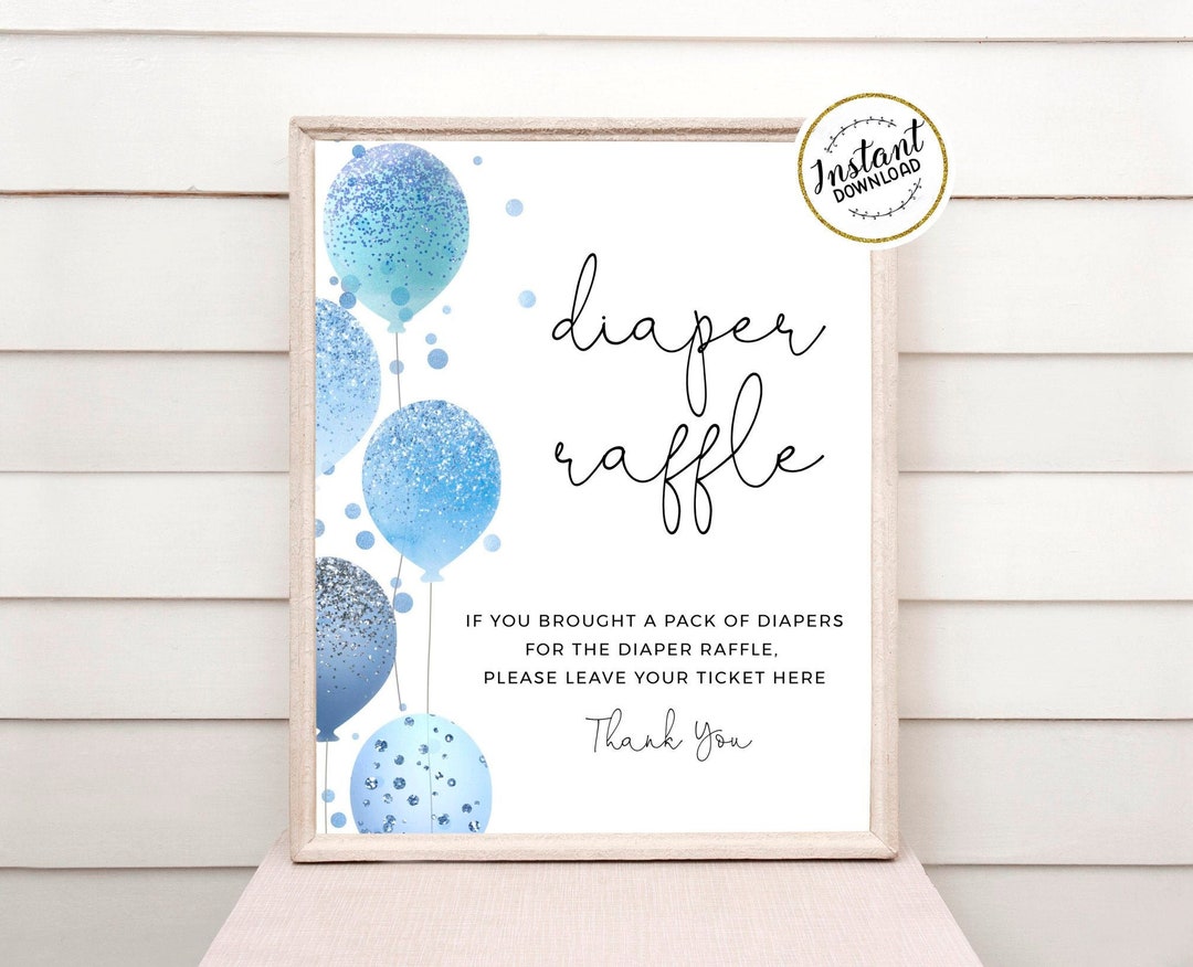 Blue Balloons Diaper Raffle Sign / Printable Diaper Raffle - Etsy