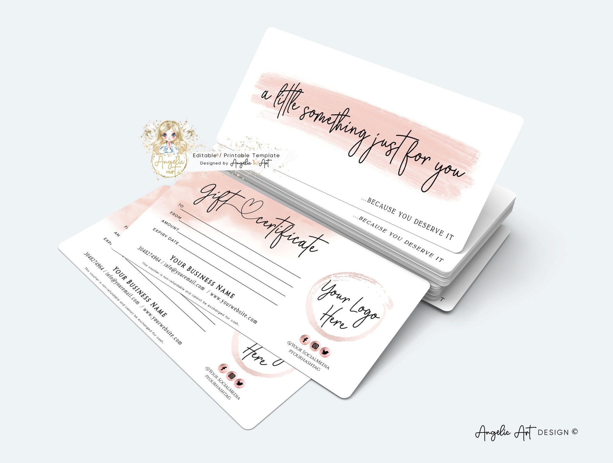 Printable Gift Certificate Modern Peach Coral Gift | Etsy Australia