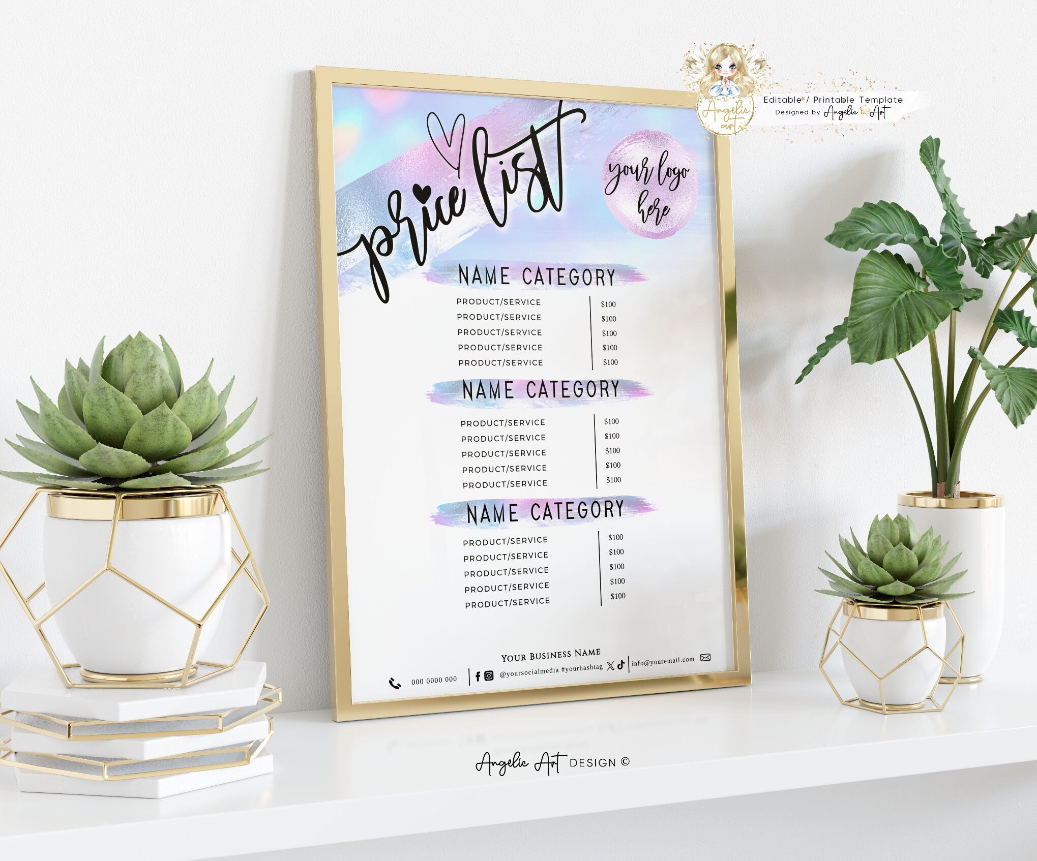 AURORA - Editable Price List Template Printable Business Pricing Modern ...