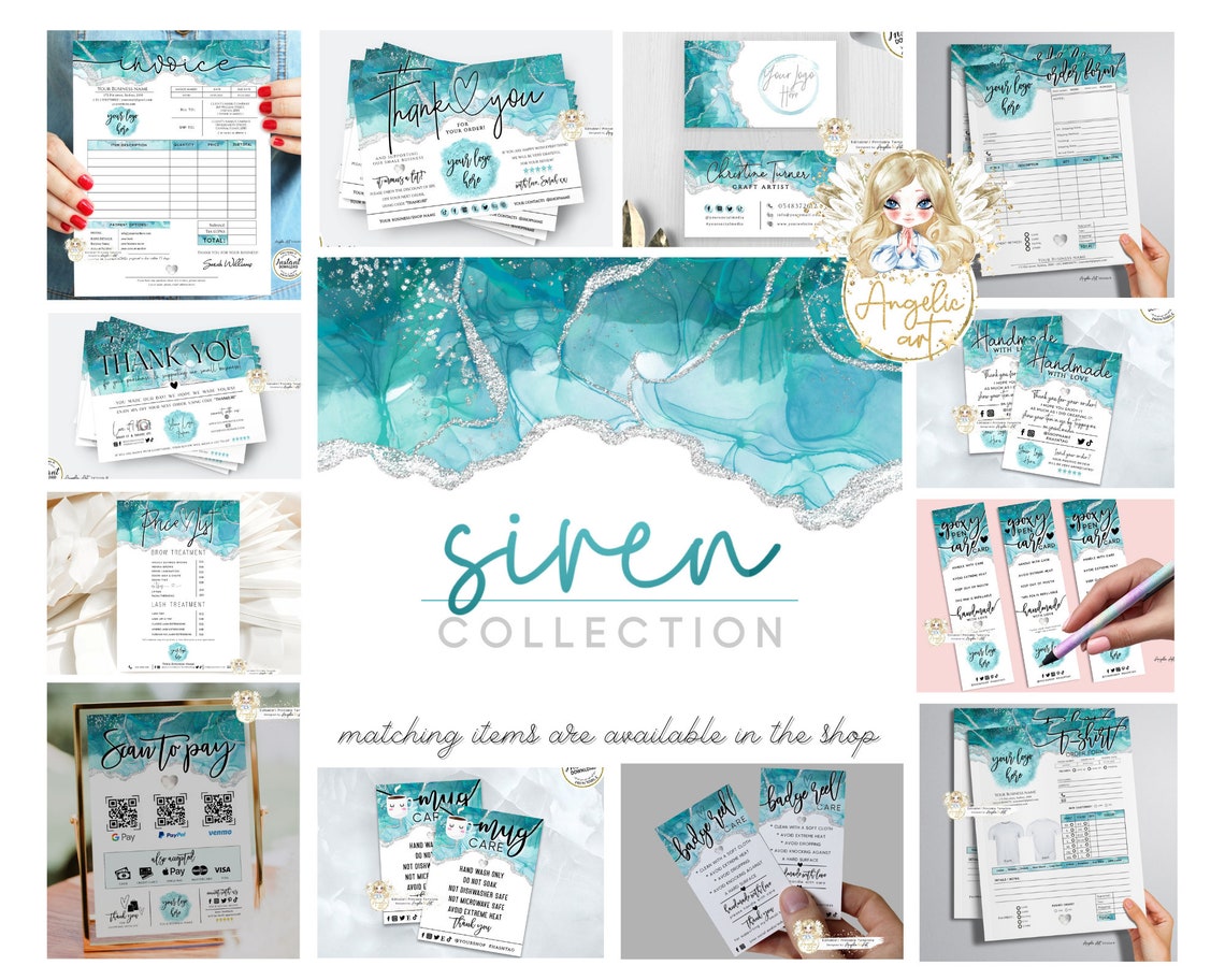 SIREN Editable Tumbler Order Form Template TEAL Silver - Etsy