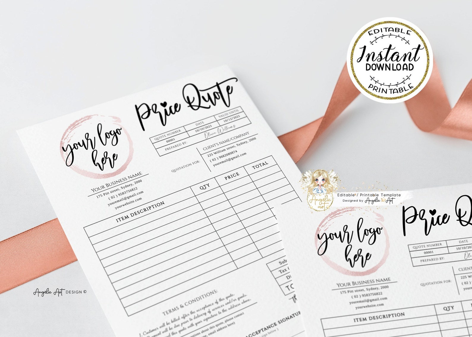 Editable Price QUOTE Template, Simple Price Estimate Template ...