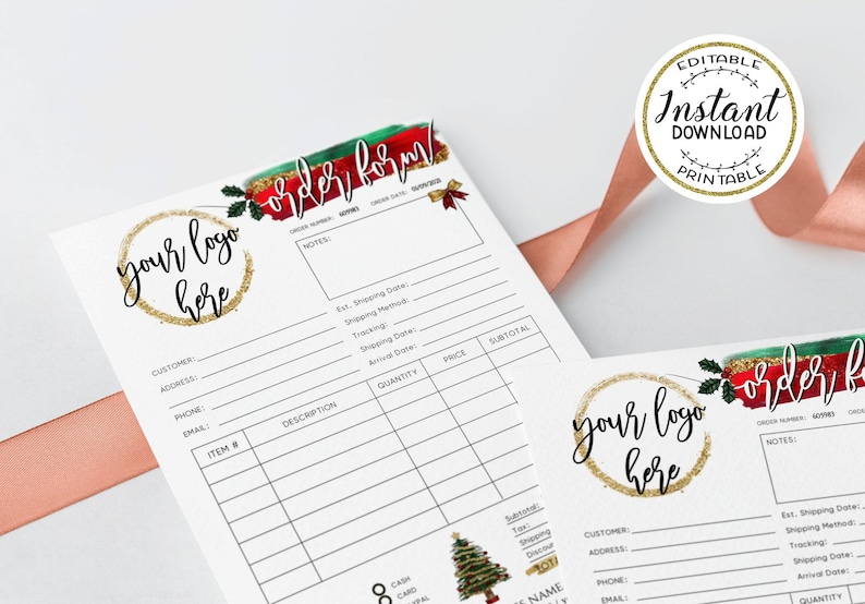 CHRISTMAS Order Form Template EDITABLE Modern Printable - Etsy