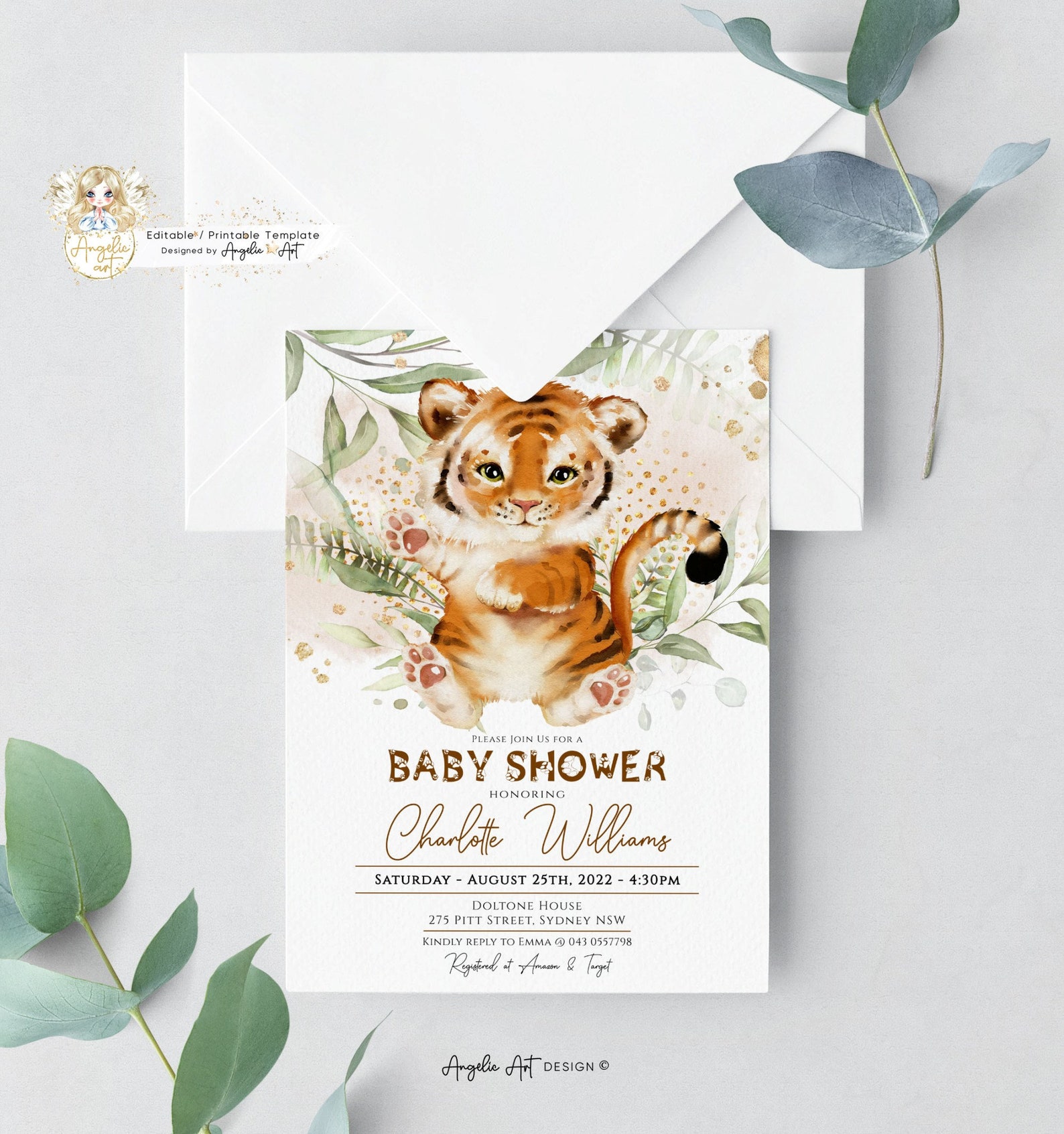 Editable TIGER Boy Girl Invitation Template Gender Neutral | Etsy