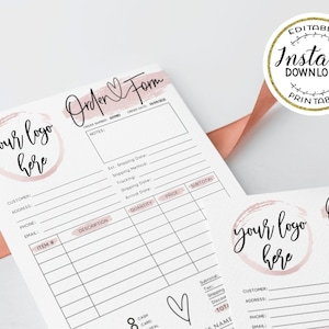 ROSY - Rose Gold Order Form Template, Modern Printable Order Form ...