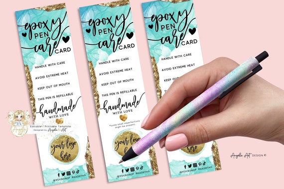 NYMPH Epoxy Pen Care Instructions Template Teal Gold Epoxy - Etsy