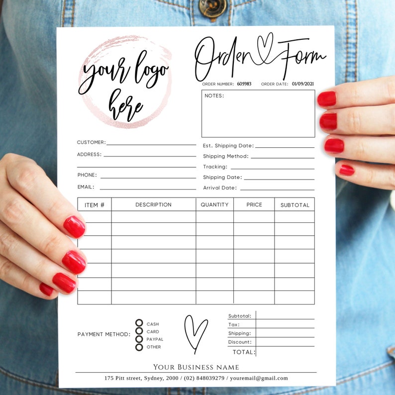 Editable Order Form Template Modern Printable Order Form - Etsy