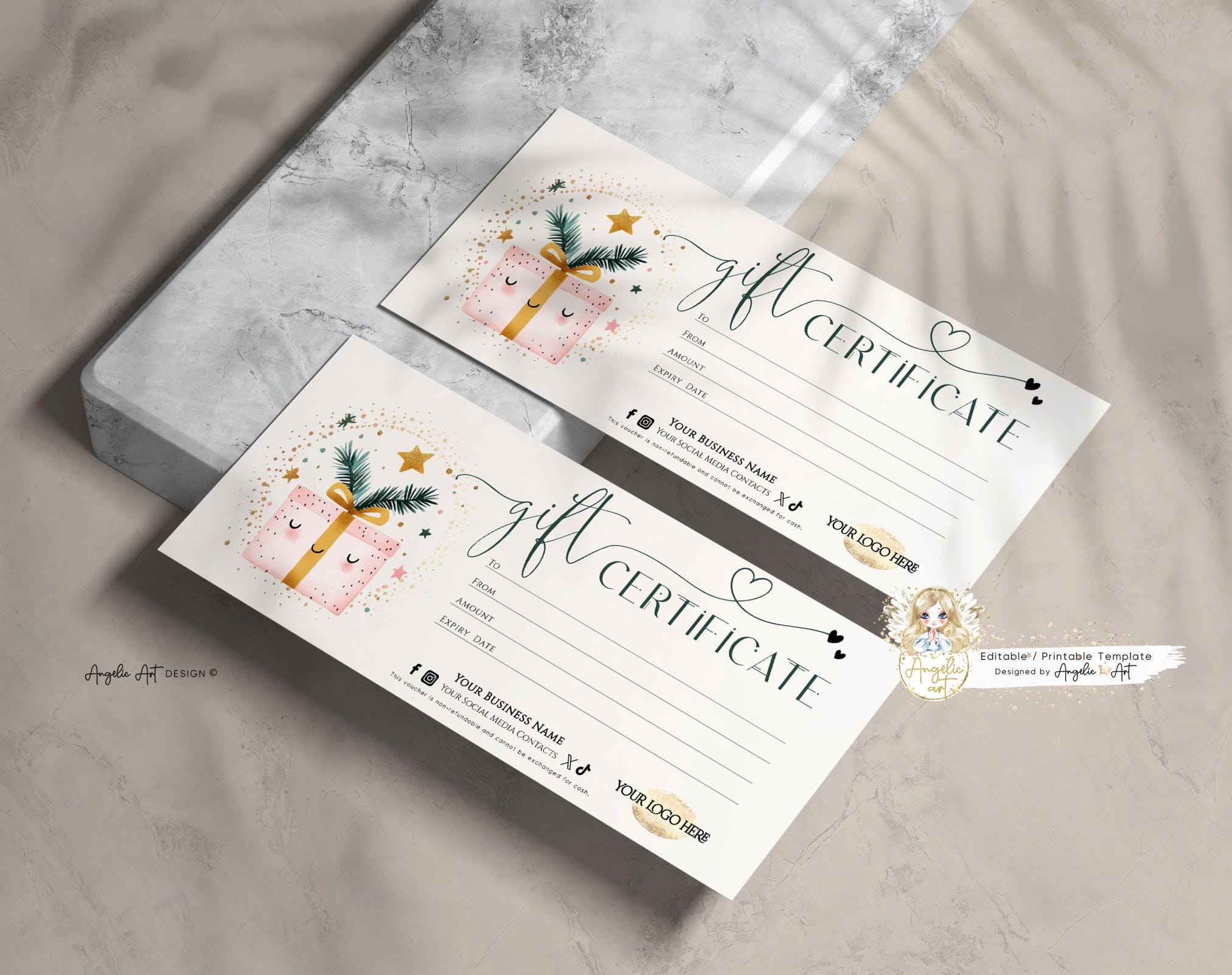 Editable Christmas Gift Certificate Template Holiday Gift Voucher ...