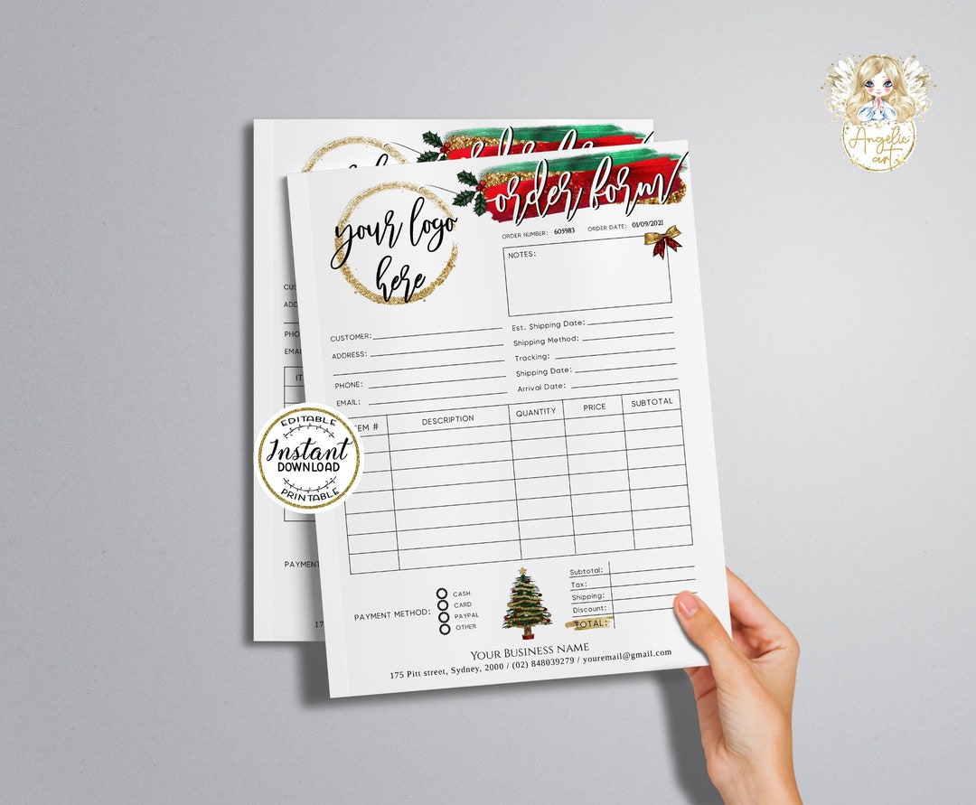 CHRISTMAS Order Form Template EDITABLE Modern Printable Order Form add ...